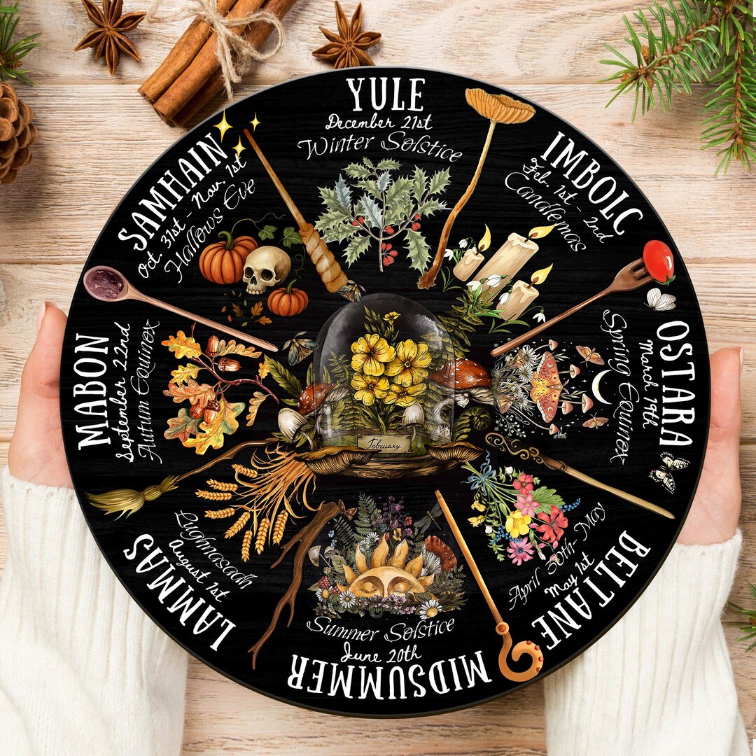 Wooden Wheel of the Year: Pagan Calendar, Witchcraft Decor - Etsy