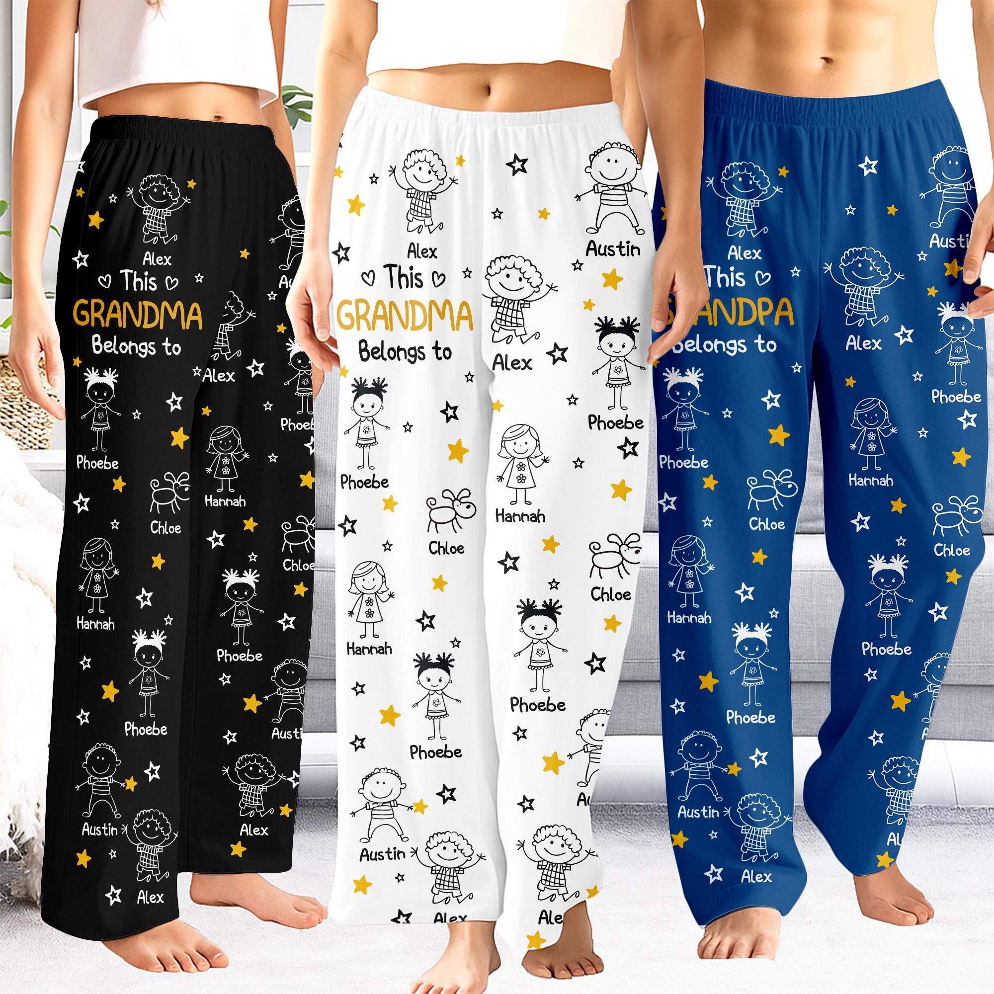 Personalized Grandma Pajama Pants • Custom Grandkids Names, Christmas ...