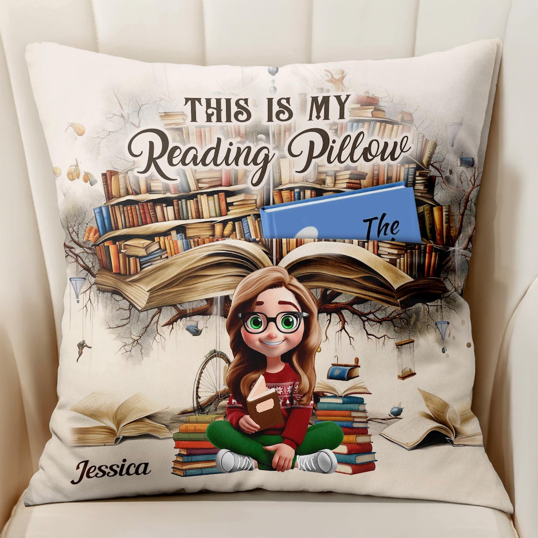 Personalized Reading Pillow: Book Pocket, Book Lover Gift - Etsy