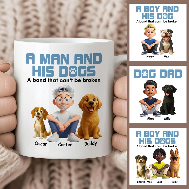 Personalized Dog Dad Mug: A Man and His Dogs Ceramic Mug - Etsy