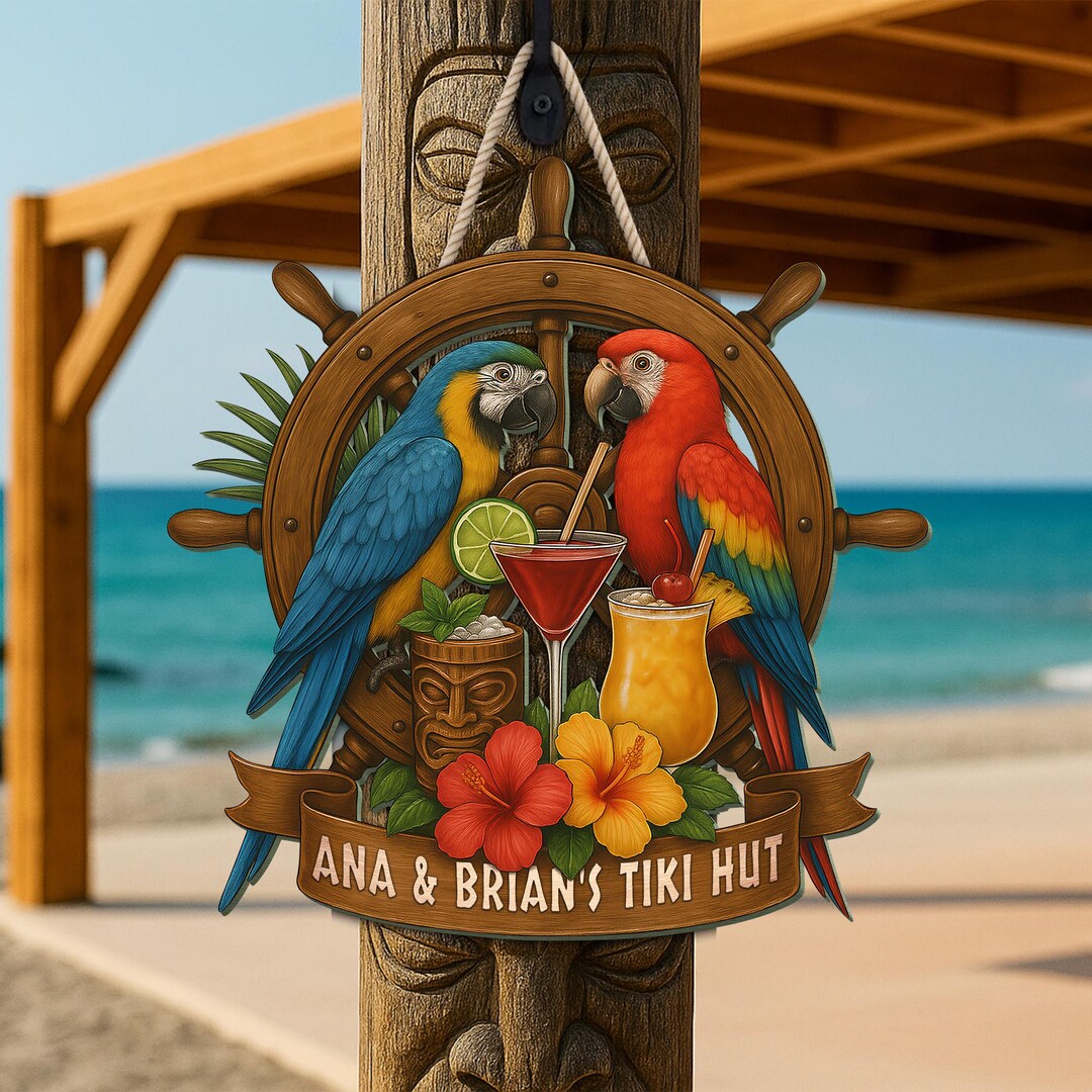 Personalized Tiki Bar Sign: Tropical Wood Decor - Etsy