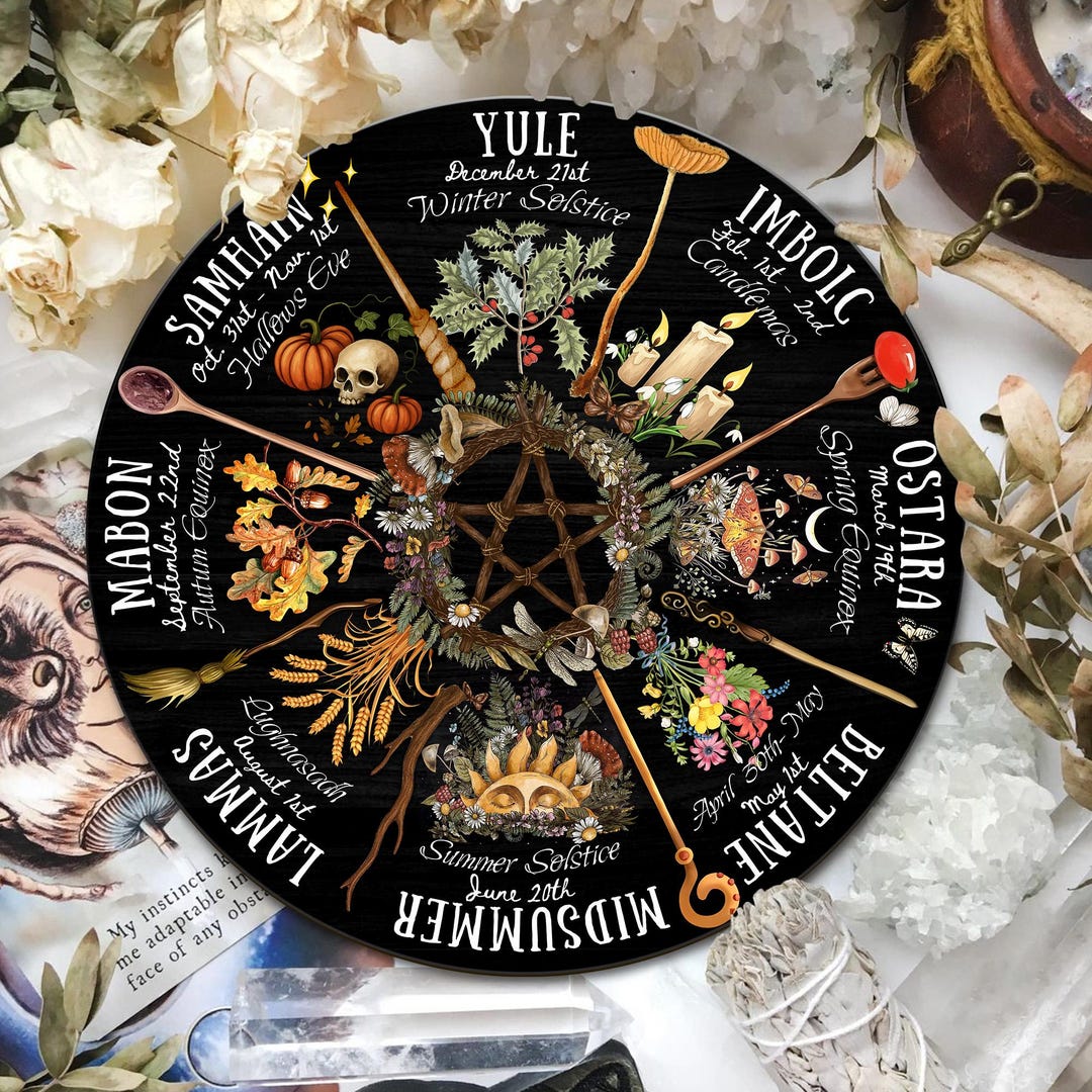 Wooden Wheel of the Year: Pagan Calendar, Witchcraft Decor - Etsy