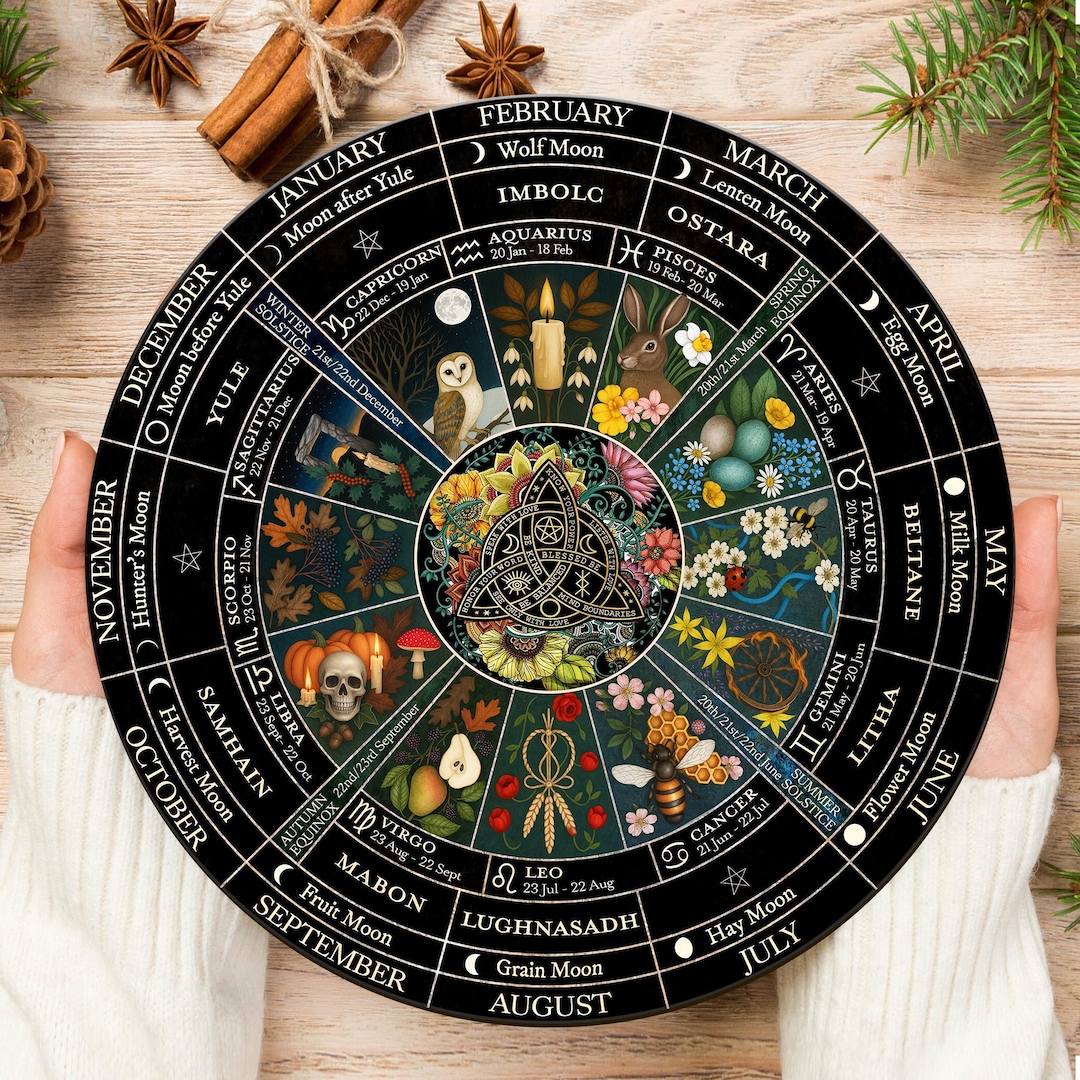 Wooden Wheel of the Year: Pagan Wiccan Calendar - Etsy