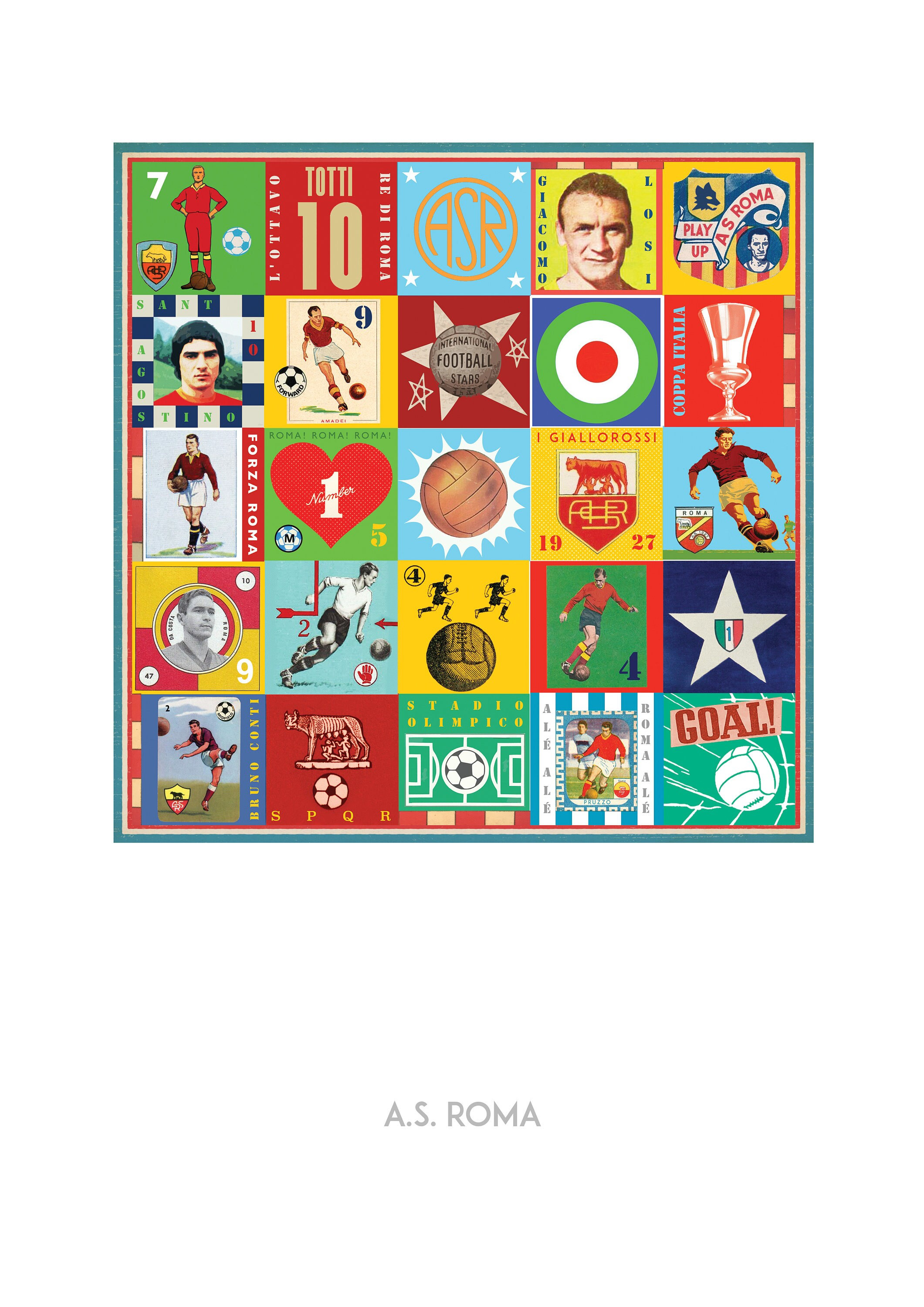 Roma Print - AS Roma Poster - Pop Art - Retro Football Print - Italia ...