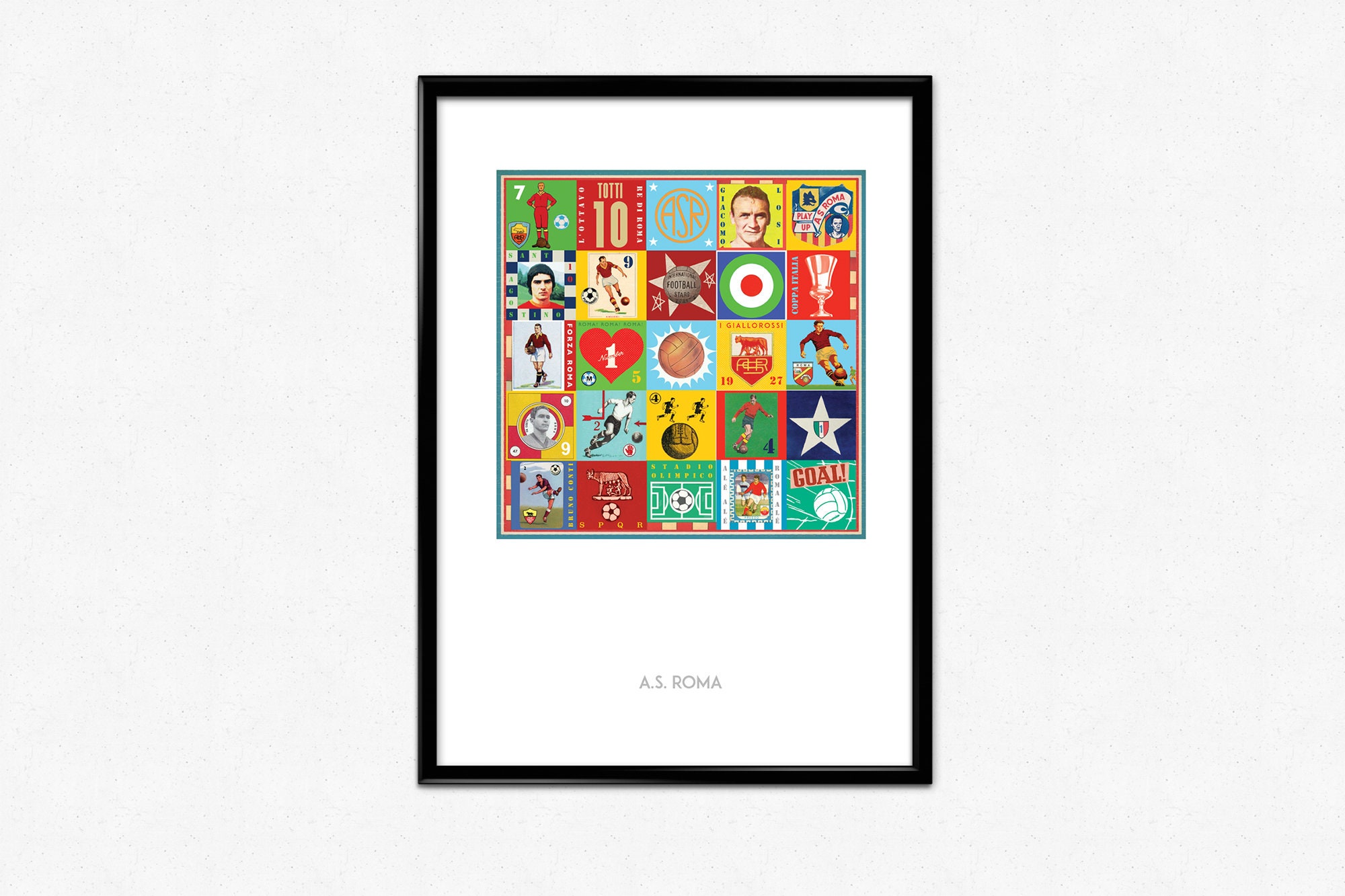 Roma Print - AS Roma Poster - Pop Art - Retro Football Print - Italia ...