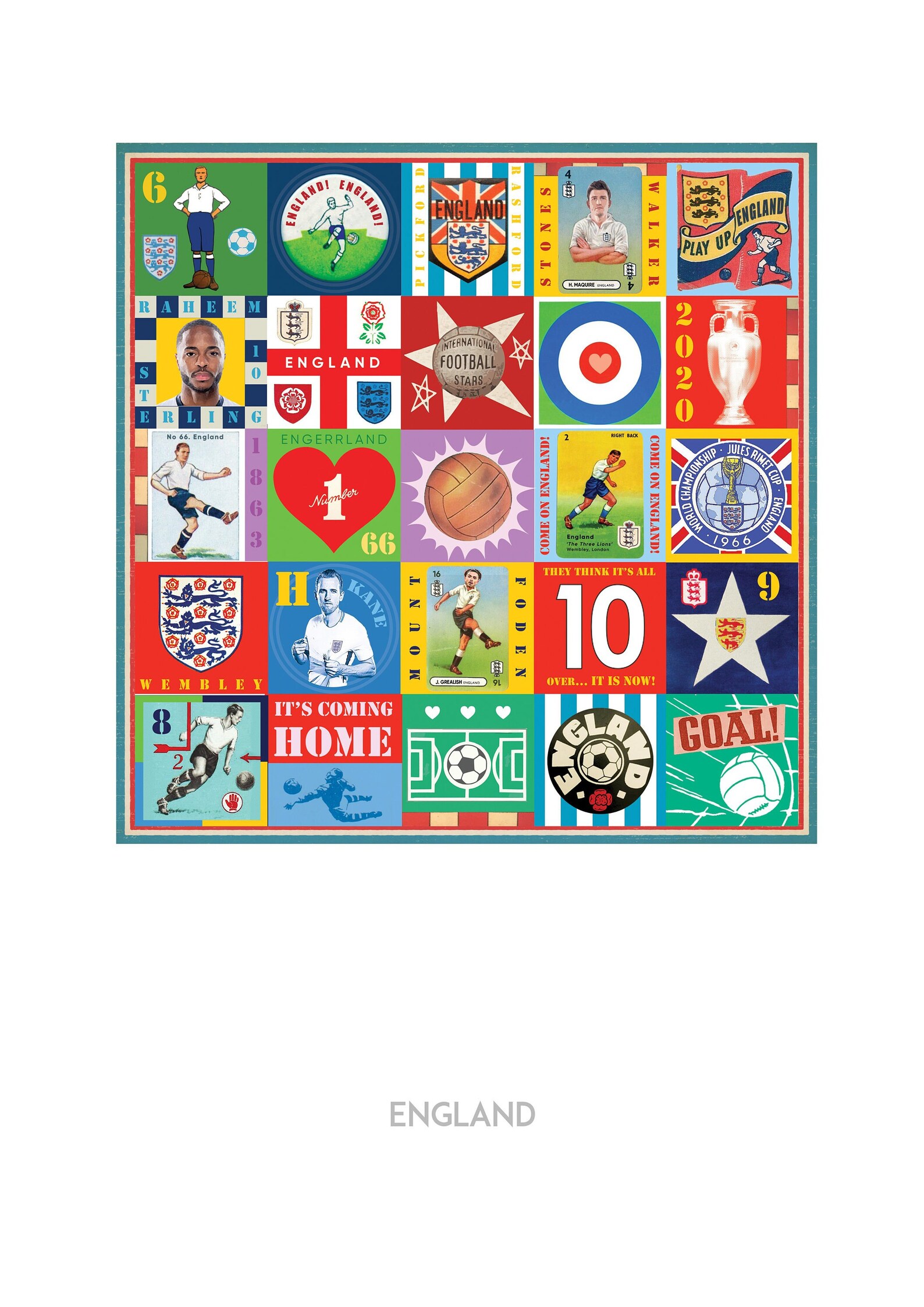 England Print England Euro Football Poster Retro Football Print Soccer ...