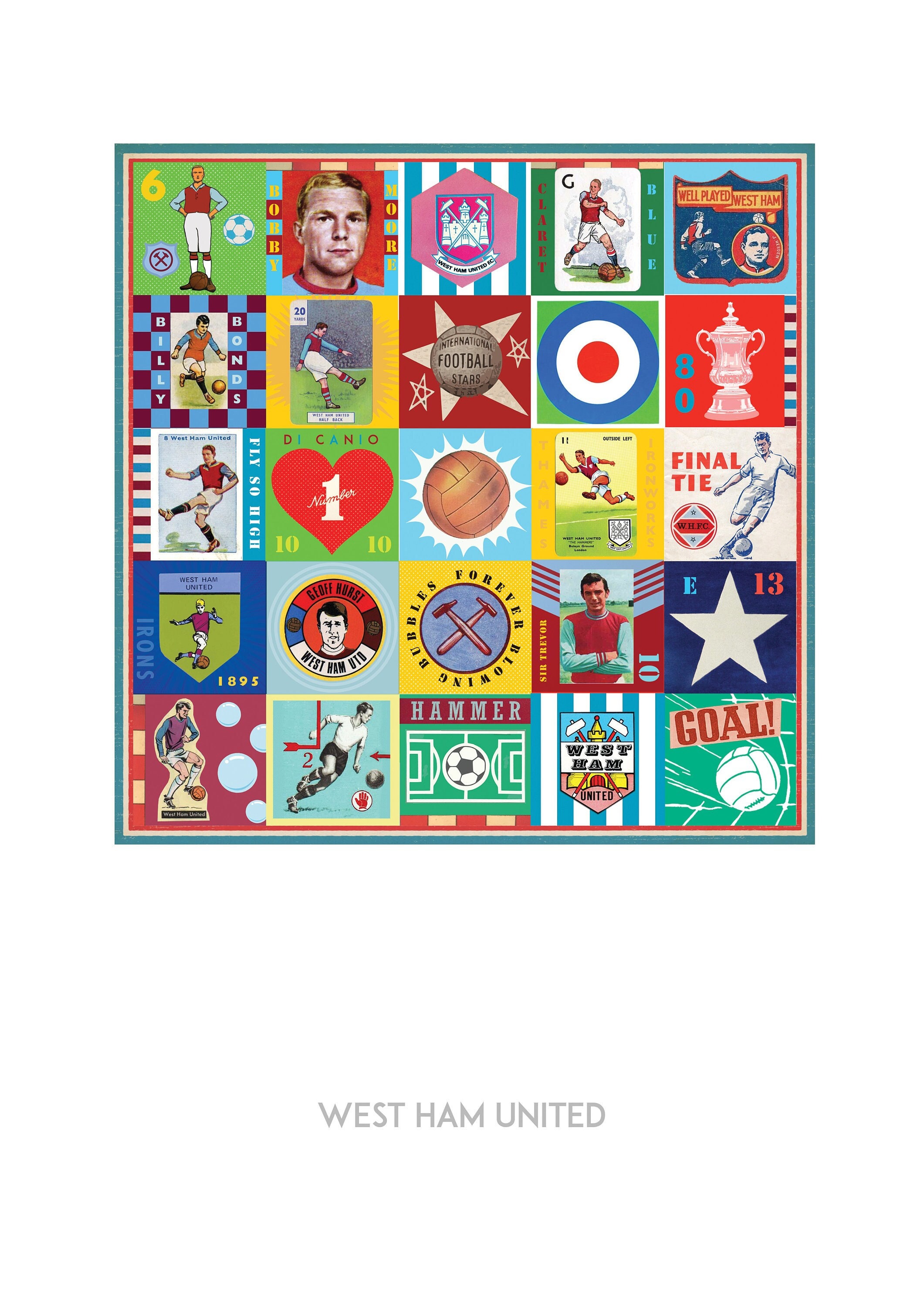 West Ham United Print West Ham Poster Pop Art Retro Football Print ...