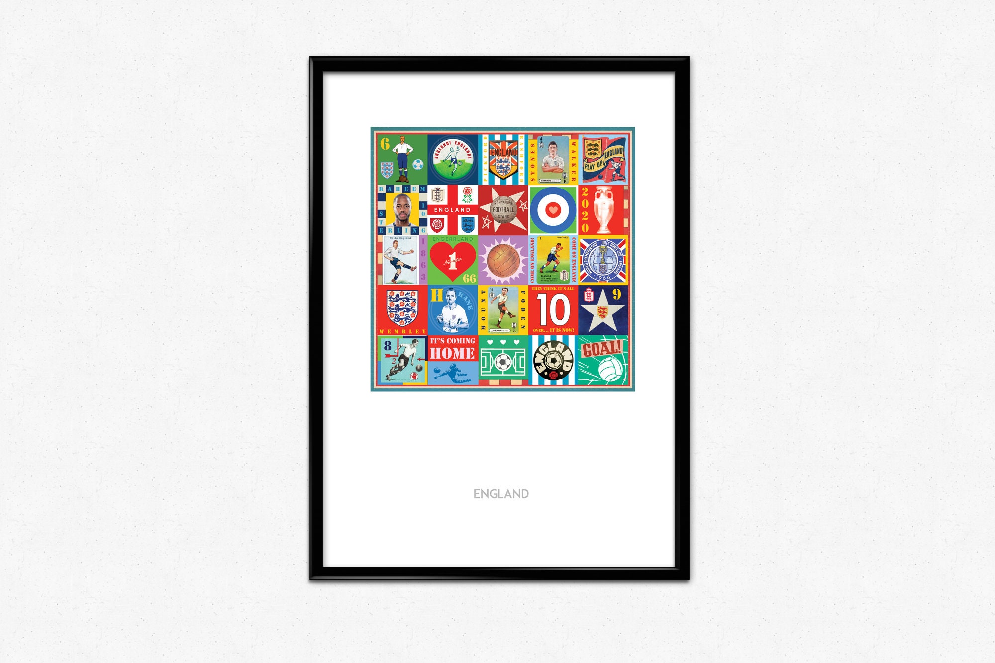 England Print England Euro Football Poster Retro Football Print Soccer ...