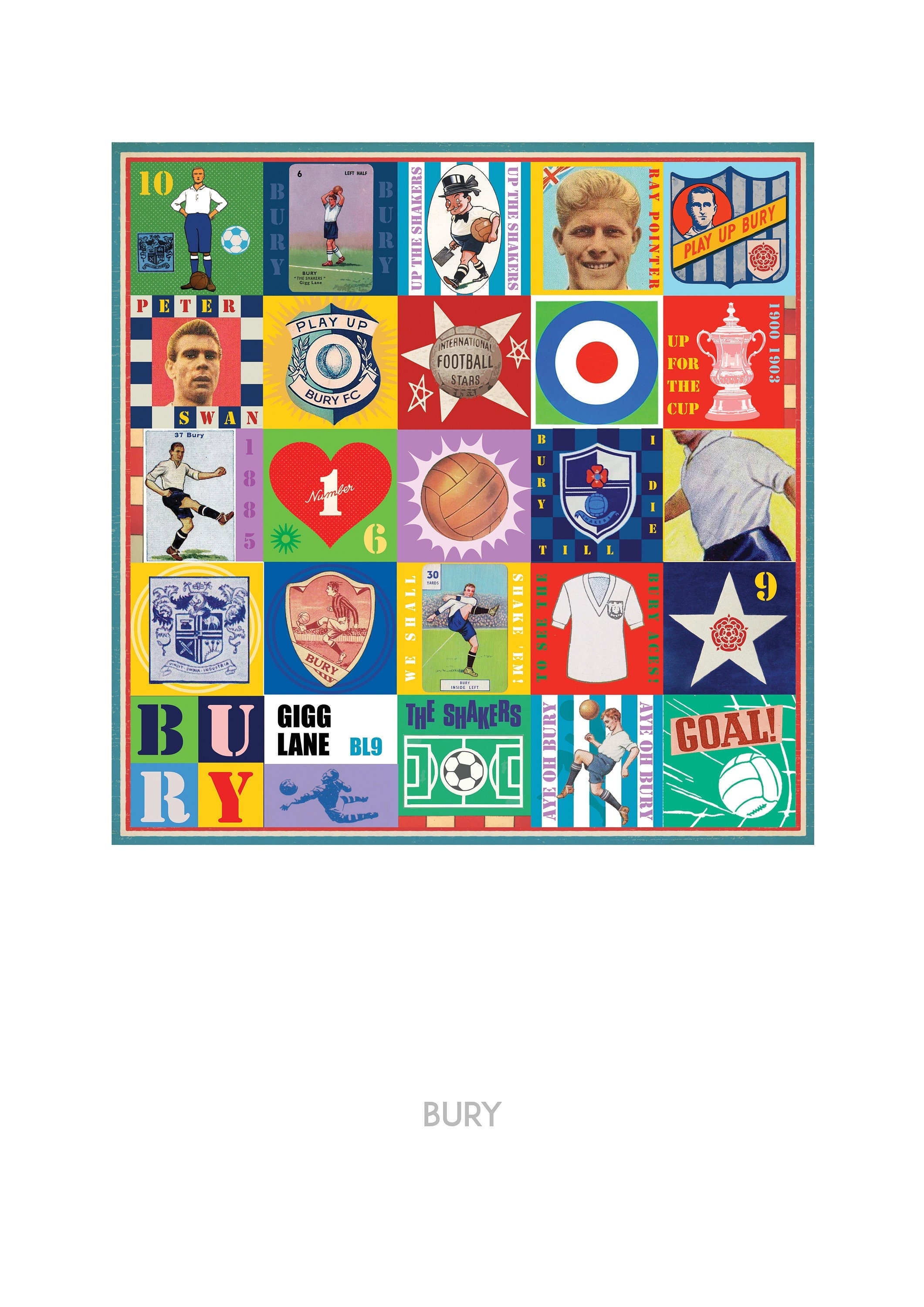 Bury Football Print Bury Poster Pop Art Retro Football Print Soccer ...