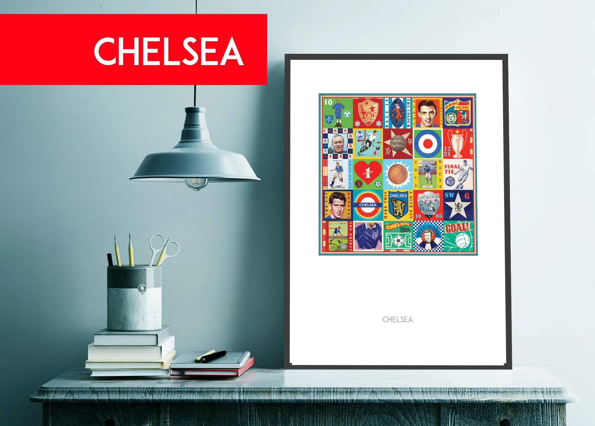 Chelsea Print Chelsea Poster Pop Art Retro Football - Etsy UK