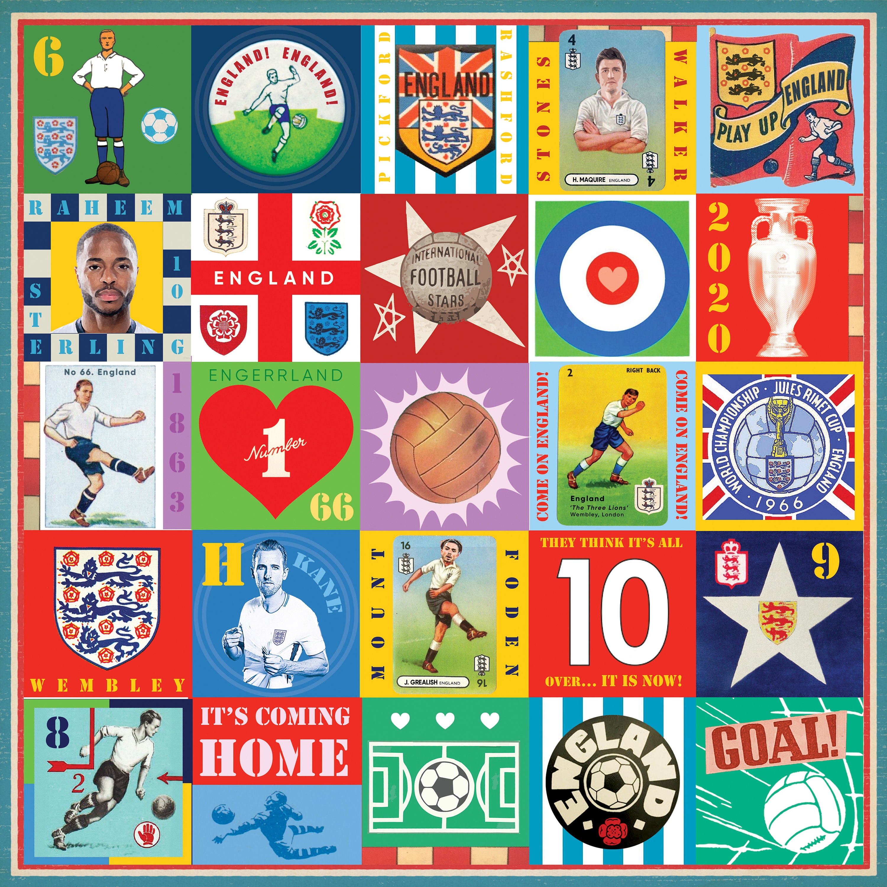 England Print England Euro Football Poster Retro Football Print Soccer ...
