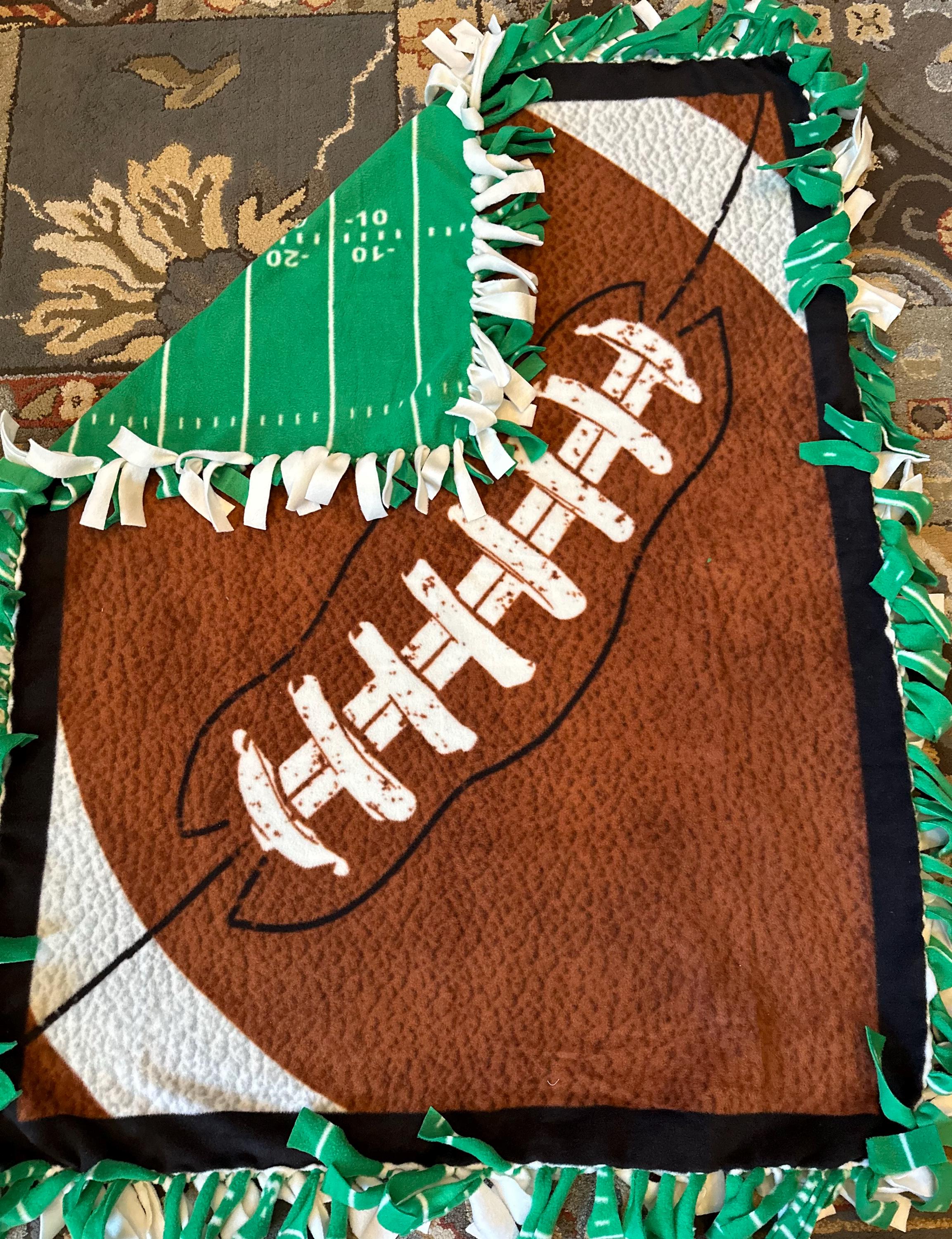 Handmade Football Fleece Blanket: Game Day Fan Gear 5ft X 4ft No Sew - Etsy