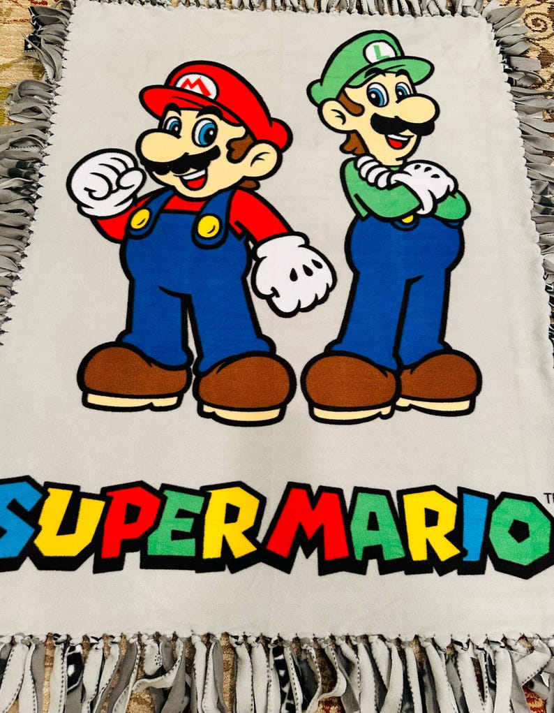 Super Mario Reversible No-sew Fleece Blanket.fun & Cozy Gift for Fans ...