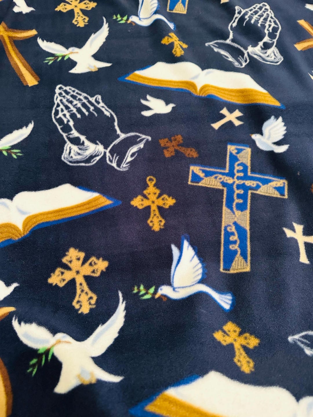 Handmade Christian Fleece Blanket: Prayer & Bible Pattern, USA Thick ...