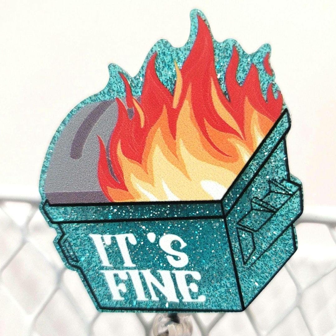 Blue DUMPSTER FIRE Name Badge Holder - Etsy