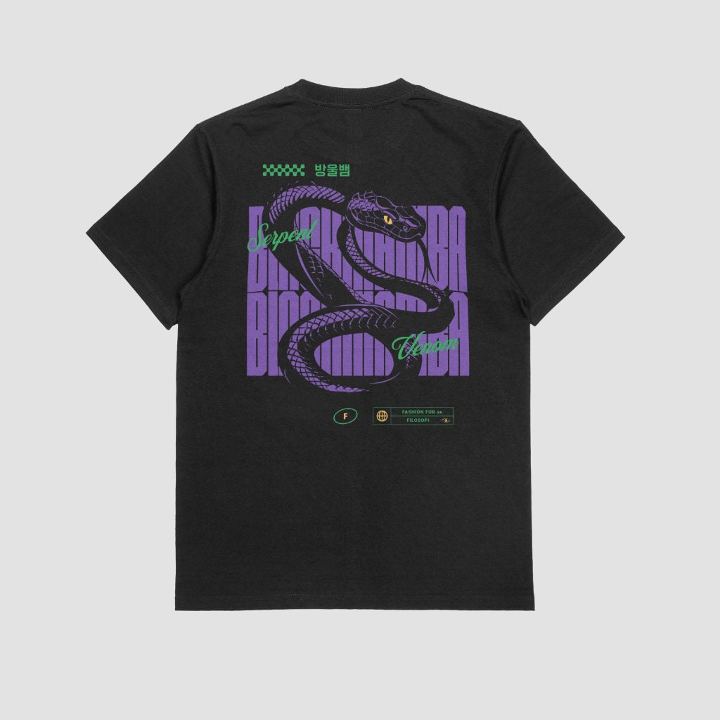 Black Mamba Serpent Venom Graphic Tees Purple Snake Korean Graphic ...
