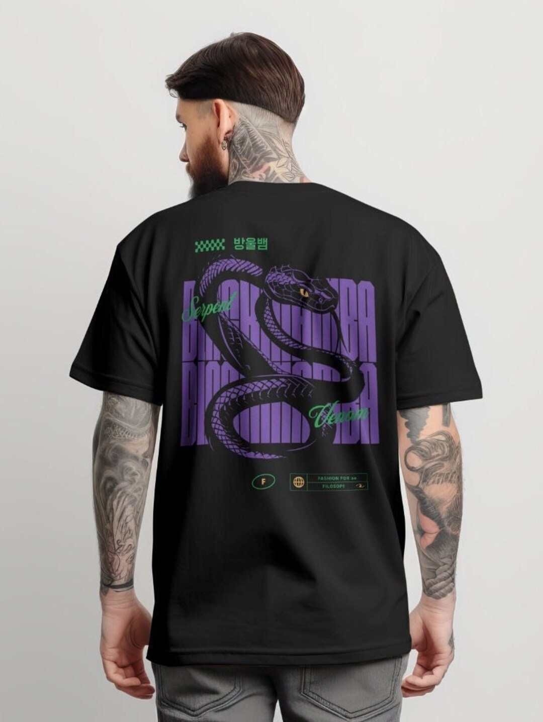 Black Mamba Serpent Venom Graphic Tees Purple Snake Korean Graphic ...