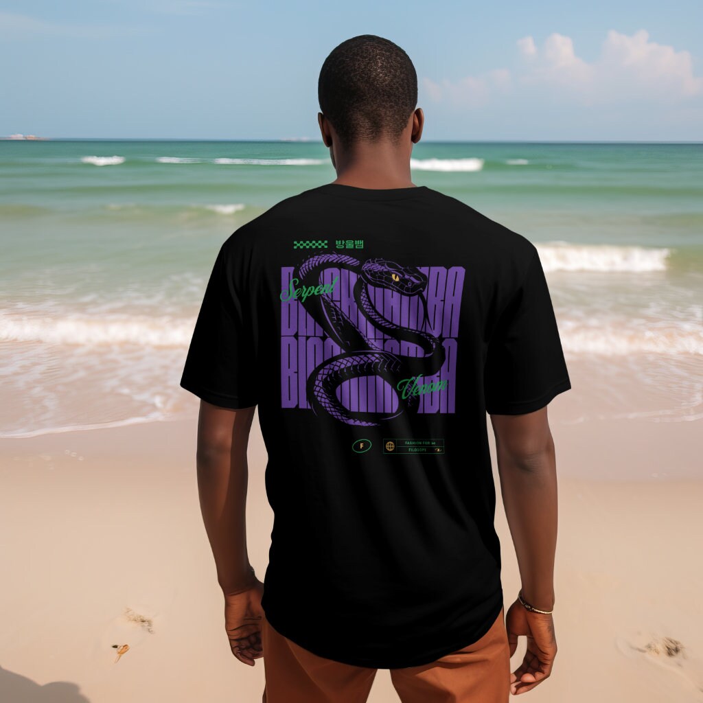 Black Mamba Serpent Venom Graphic Tees Purple Snake Korean Graphic ...