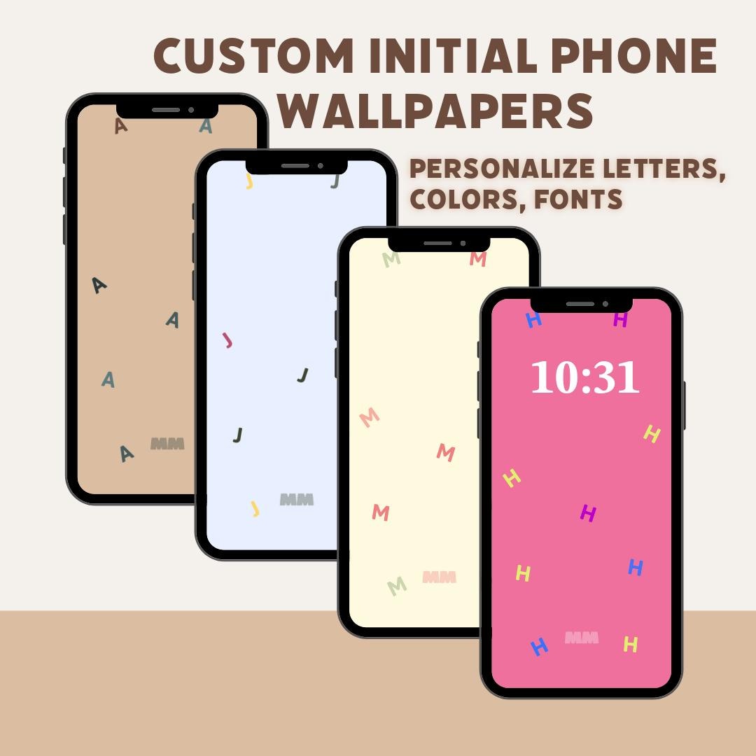 Confetti Name Initial Custom Minimalist Digital Phone Wallpaper ...