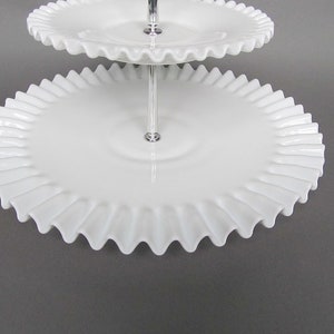 Vintage Two Tiered Plate Stand, Milk Glass Hobnail, Cupcake Display ...