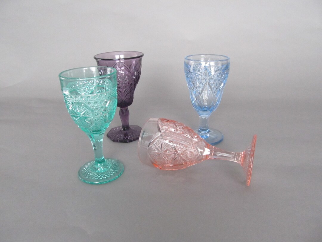 Vintage Goblets, Assorted Colors and Patterns, Set of 4 - Etsy