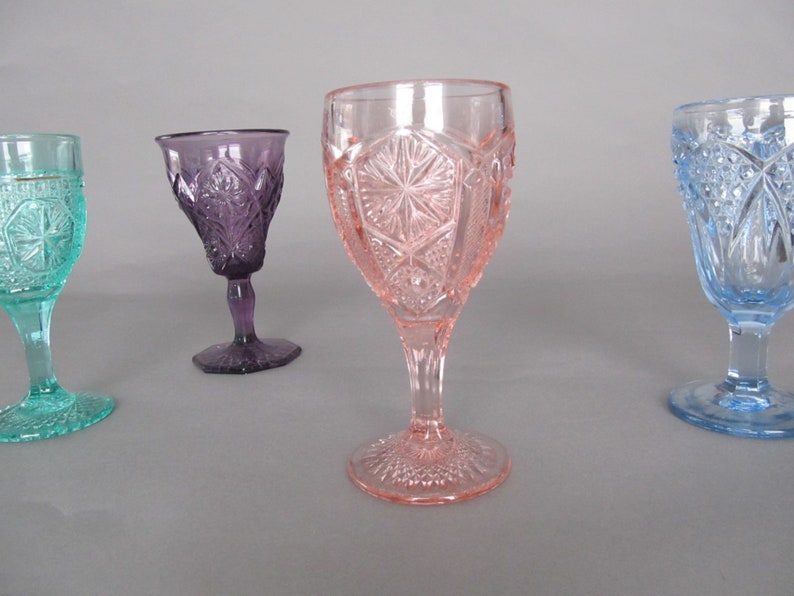 Vintage Goblets, Assorted Colors and Patterns, Set of 4 - Etsy