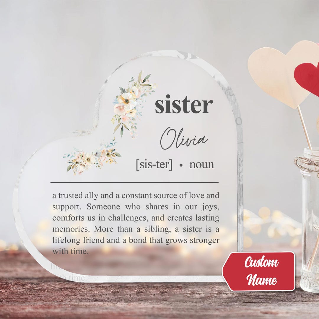 Personalized Sister Heart Plaque, Custom Gift for Sibling, Sentimental ...