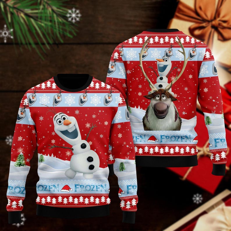 Olaf Frozen Ugly Sweater, Sven and Olaf Xmas Sweater, Olaf Snowmen ...