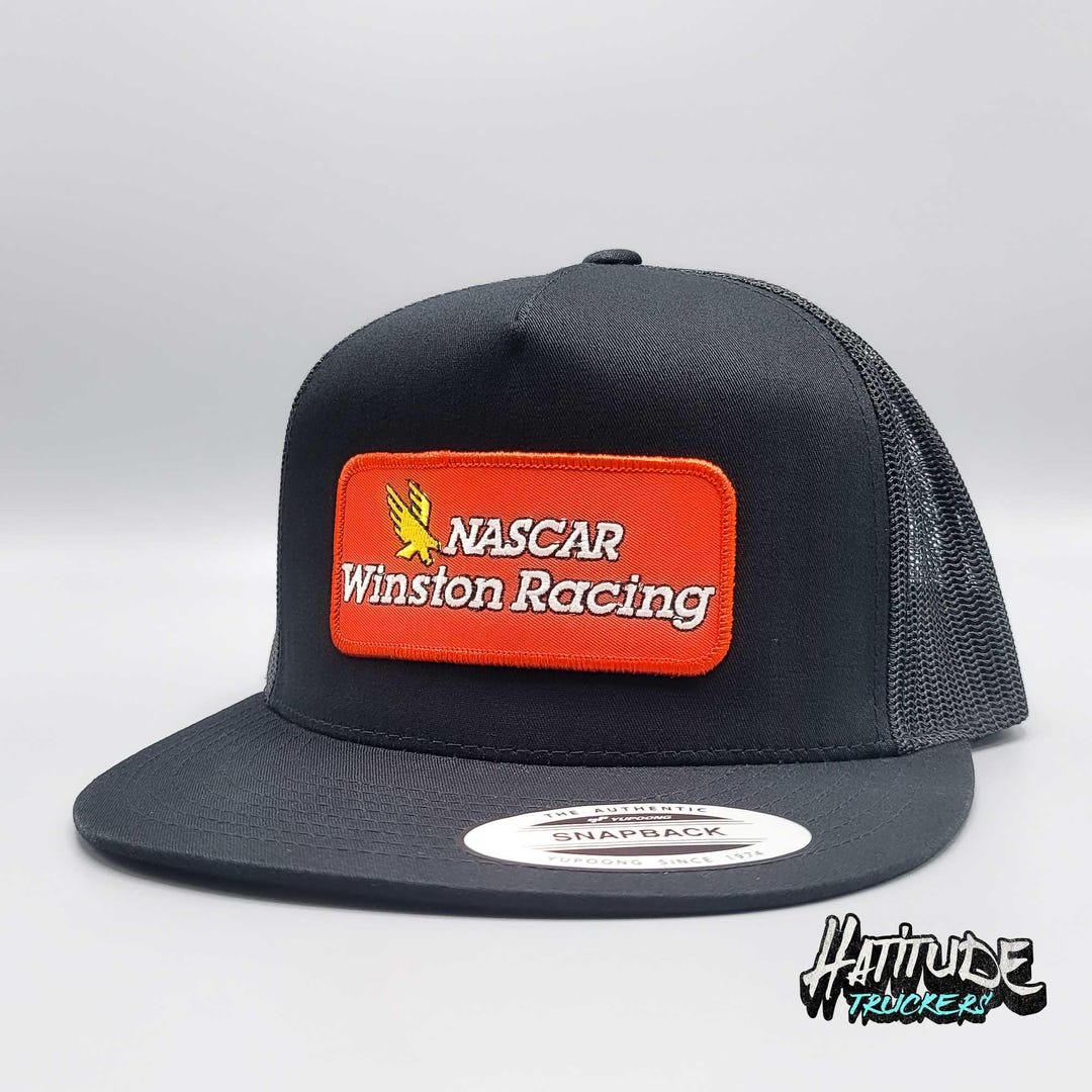 Nascar Winston Racing Retro-style Nascar Trucker on All Black Yupoong ...