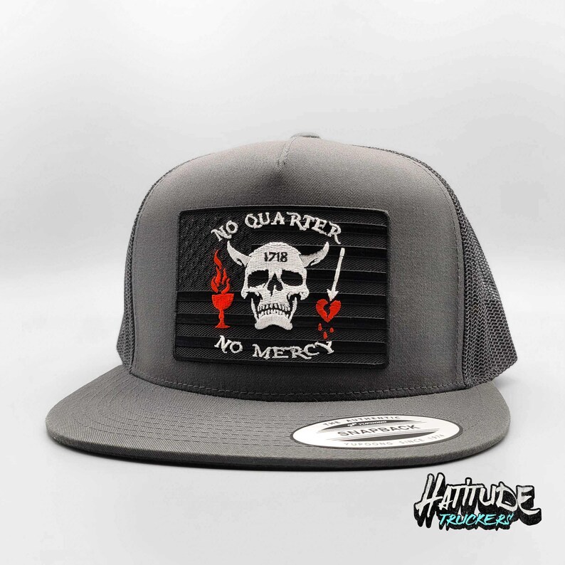 No Quarter No Mercy Funny Adult Humor Retro-style Trucker on All Grey ...
