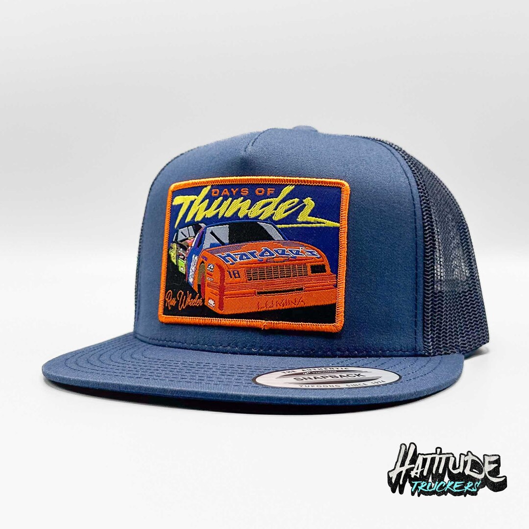 Days of Thunder Russ Wheeler Retro-style Trucker on an All Navy Yupoong ...