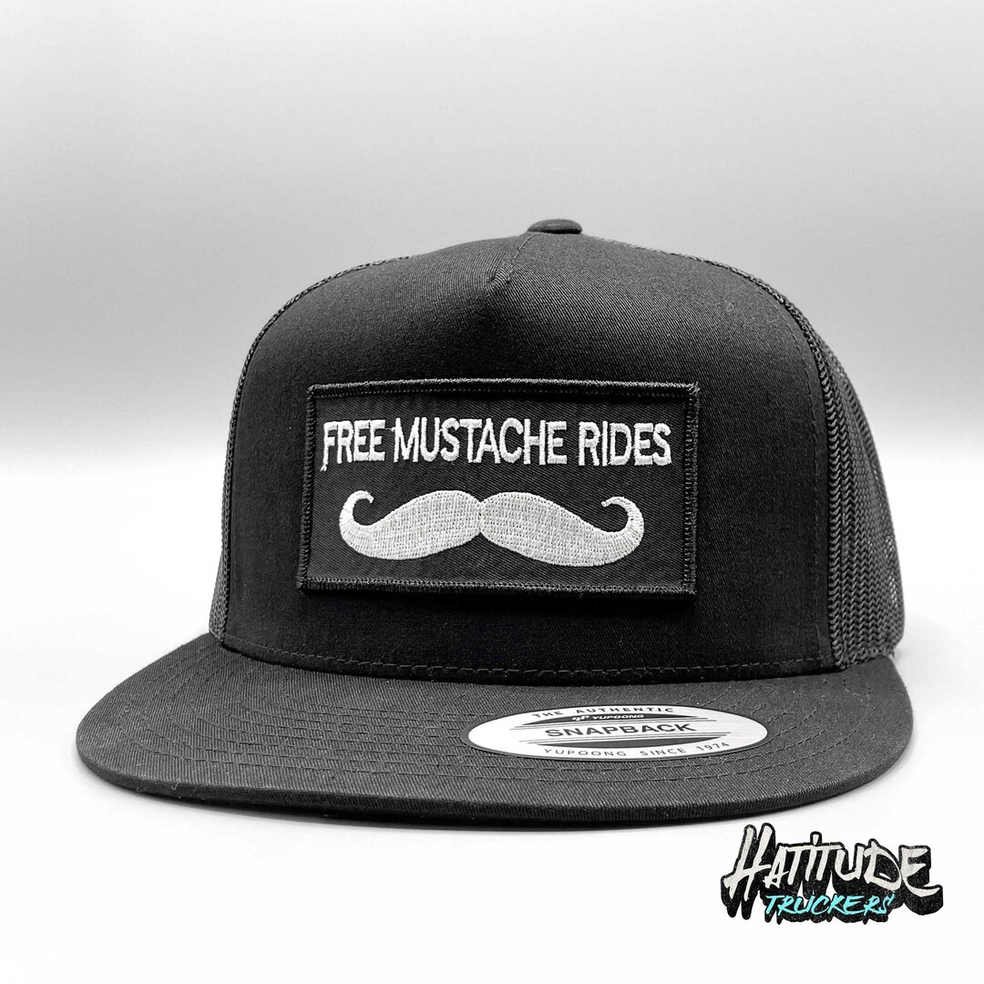 Free Mustache Rides Funny Adult Humor Retro-style Trucker on a Black ...