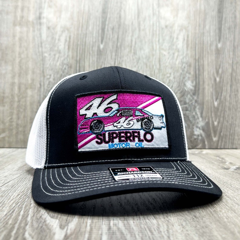Superflo 46 Racing Hat on Black With White Mesh Richardson 112 Mid ...