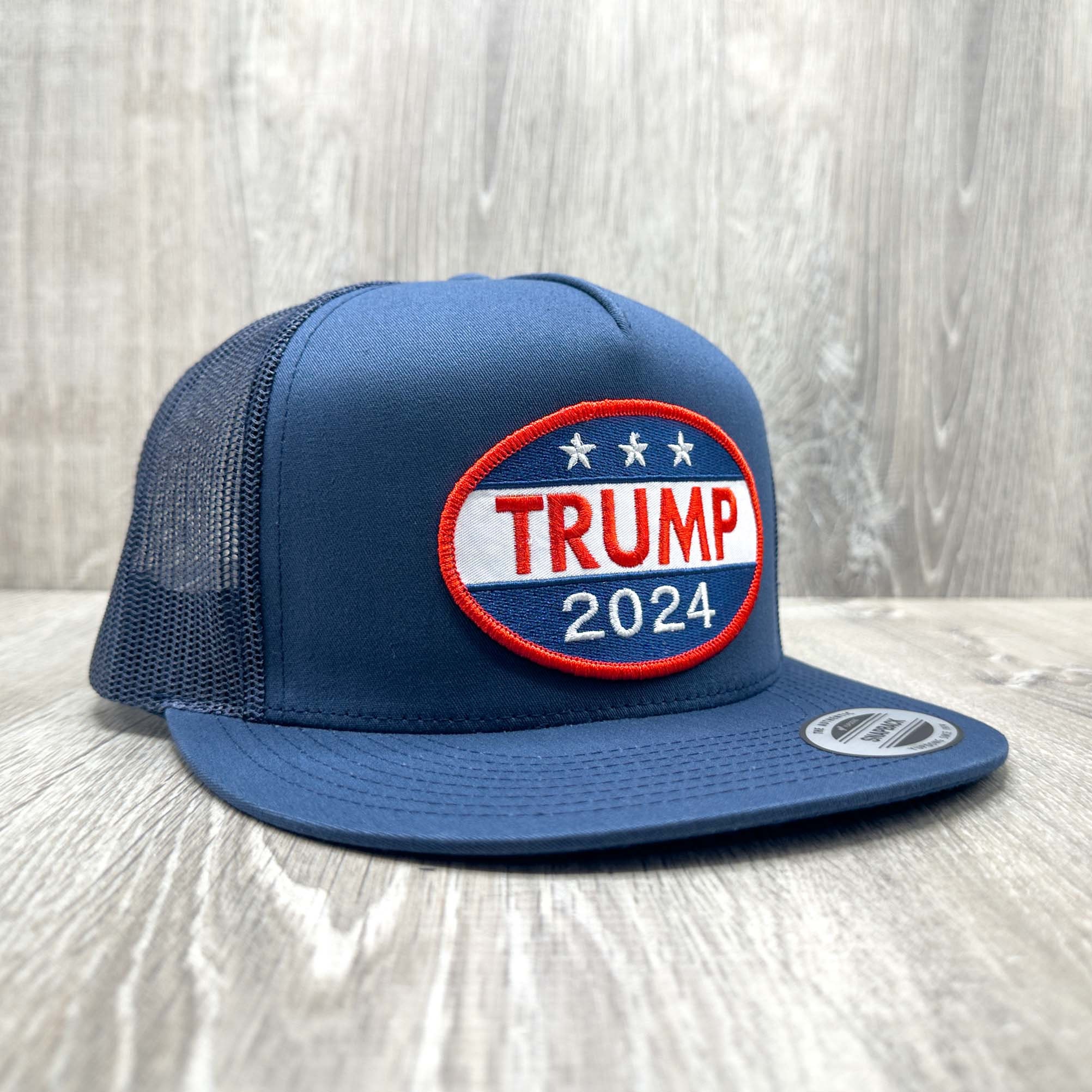 Trump 2024 Election Campaign Trucker Hat Navy With Navy Mesh Yupoong ...