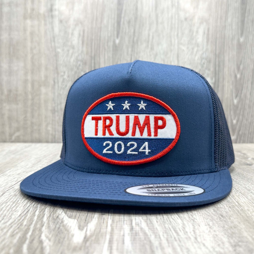 Trump 2024 Election Campaign Trucker Hat Navy With Navy Mesh Yupoong ...