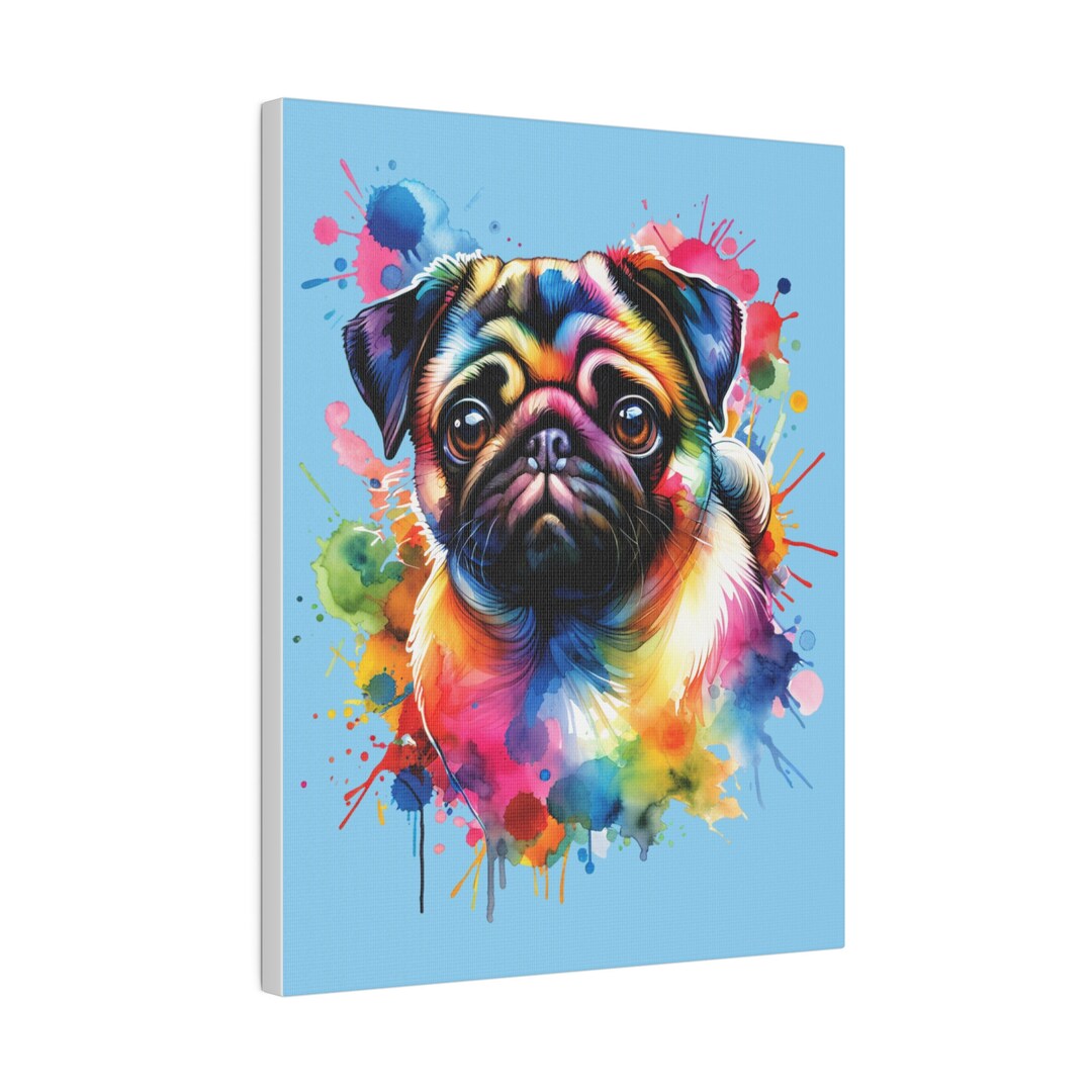 Colorful Pug Dog Canvas Art - Dog Lover Home Decor - Pug Canvas - Pug ...