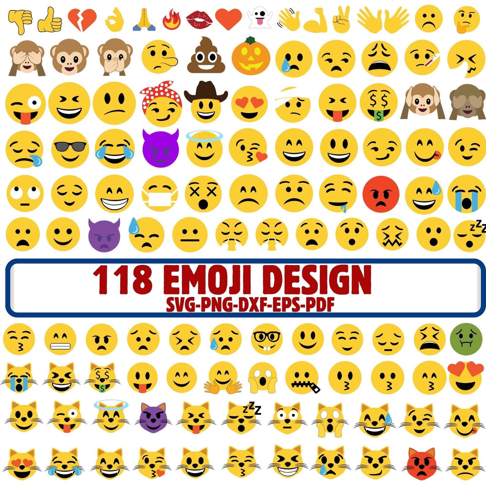 Emoji Svg, Emoji Svg Packet, Emoji Png Files, Emoji Clipart, Emojis Svg ...