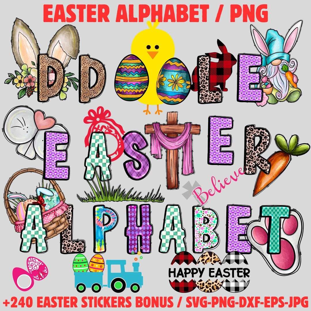 Easter Alphabet Png,doodle Alphabet Bundle,western PNG Letters ...