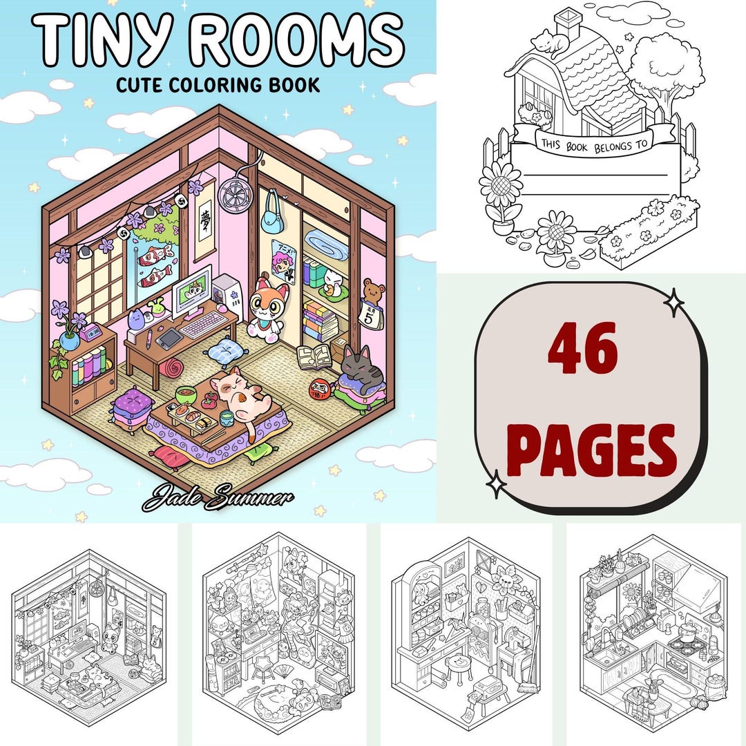 Tiny Rooms Cute Coloring Page | Fun Beautiful Coloring Art for Kids ...