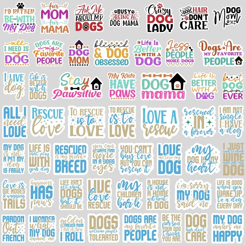 Cute Dog Stickers, Dog Png,dog Svg, Funny Dog Png Bundle, Funny Dog Svg ...