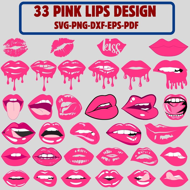 Lips Bundle Svg,lips Print Svg,red Lips Svg,dripping Lips Svg,mouth Svg ...