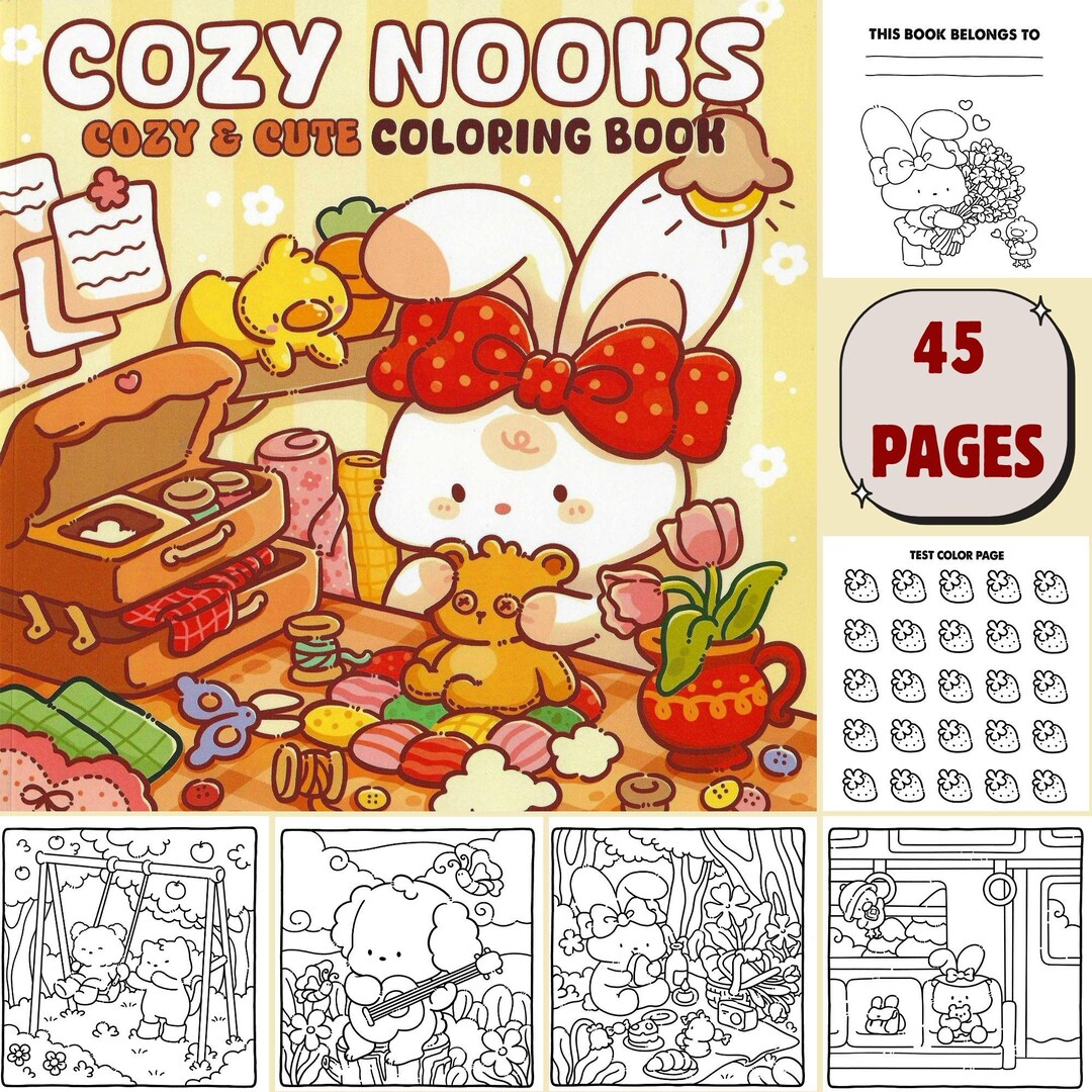 COZY NOOKS Cute Coloring Page | Fun Beautiful Coloring Art for Kids ...