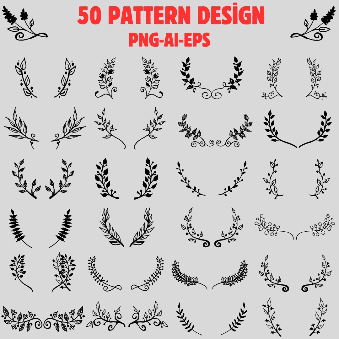 Patterns Svg, Floral Svg, Leaves Svg Bundle, Hand Drawn Leaves Svg ...