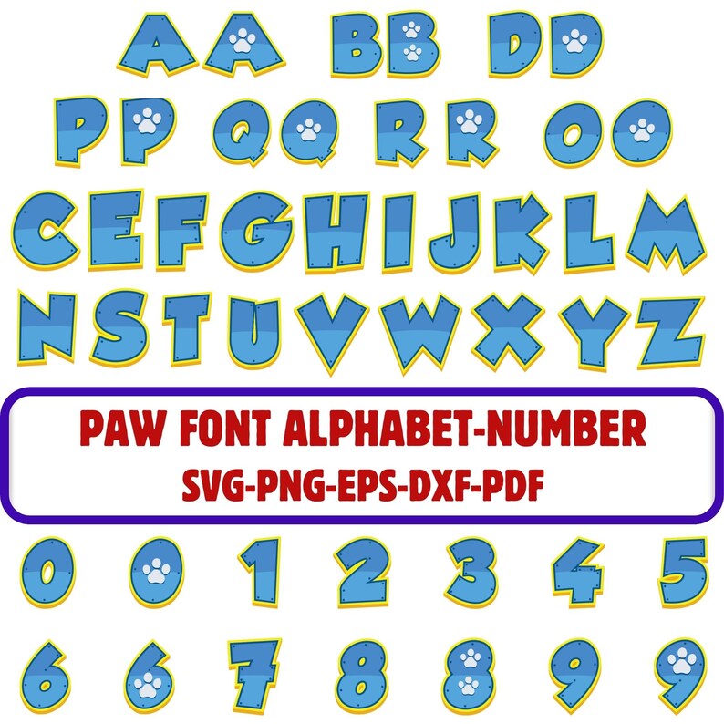 Paw Font SVG Alphabet , Paw Letters, 3D Paw Alphabet Clipart, Paw Font ...