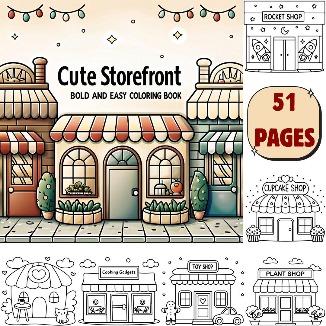 Cute Store Coloring Pages | Fun and Beautiful Coloring Art for Kids ...