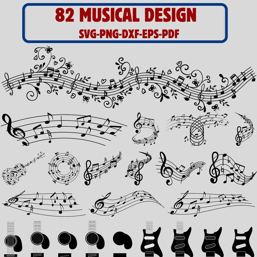 Music Notes, Guitar Note Svg, Cut Files, Note Cricut Svg, Musical ...