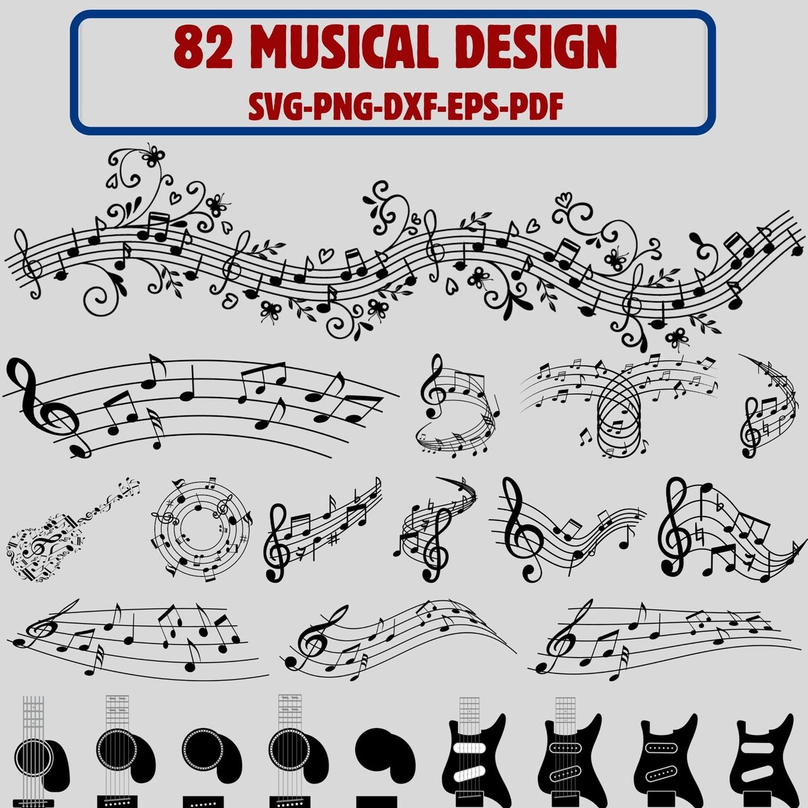 Music Notes, Guitar Note Svg, Cut Files, Note Cricut Svg, Musical ...