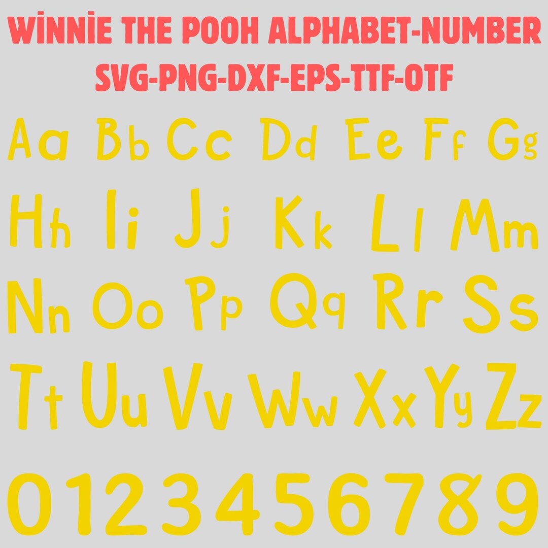 Pooh Bear Font SVG, Winnie the Pooh Font Svg Files for Cricut and ...