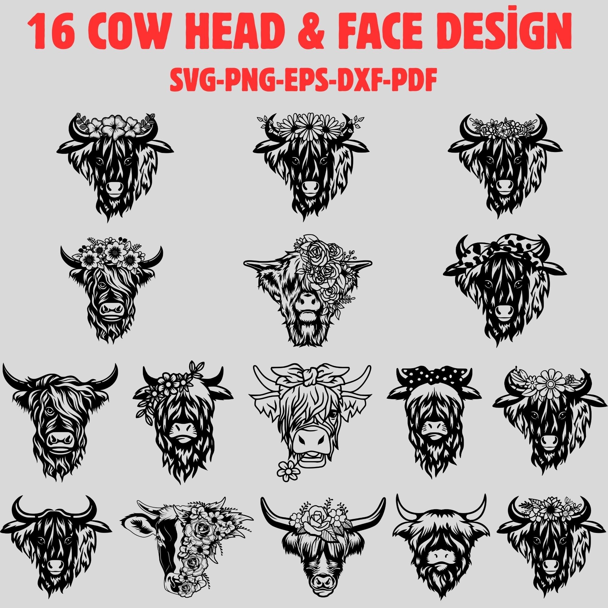 Cow Svg, Cow Svg Bundle, Cow Head Svg, Cow Clipart, Cow Svg Files for ...