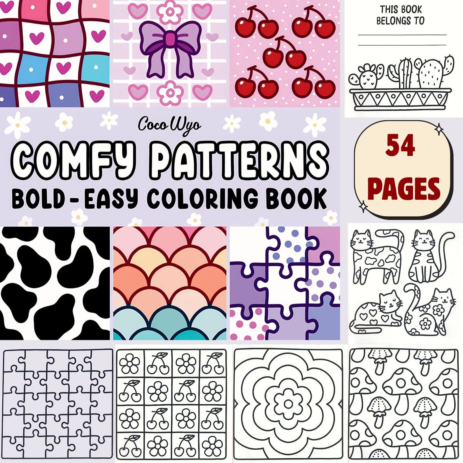 Comfy Patterns Calm Cute Coloring Page | Fun Beautiful Coloring Art for ...